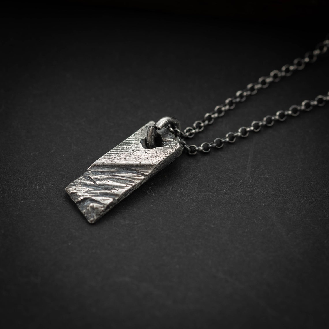 Mens Silver Pendant Necklace Handmade Geometric Silver - Etsy