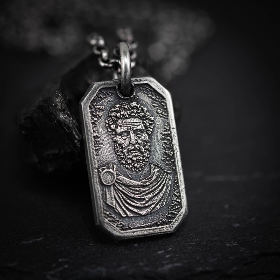 Marcus Aurelius Silver Pendant Necklace, Ancient Roman Emperor Jewelry ...
