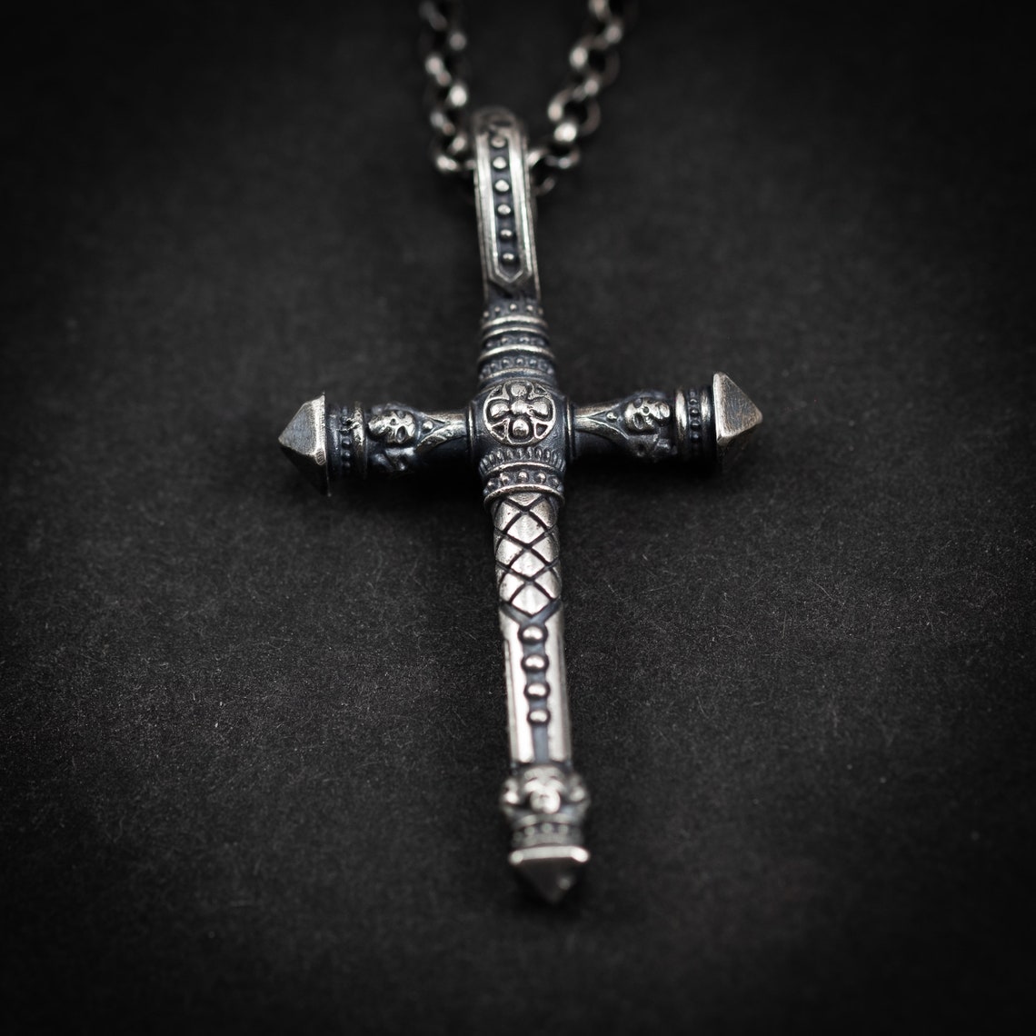 925 Sterling Silver Mens Cross Necklace, Protection Mens Necklace ...