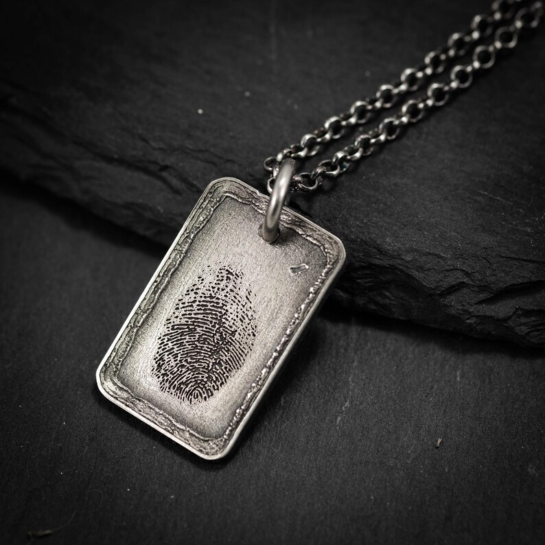 Unique Personalized Mens Silver Fingerprint Necklace, Personalized ...