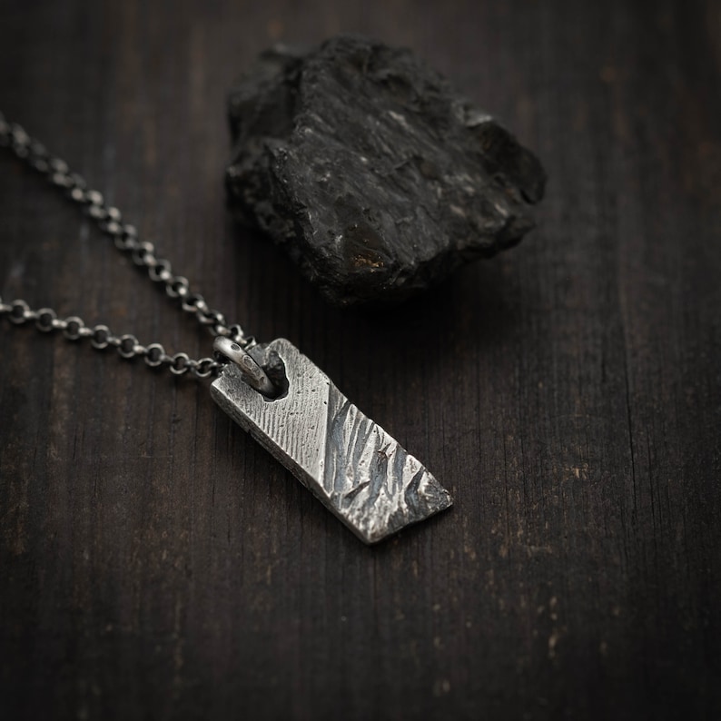 Mens Silver Pendant Necklace Handmade Geometric Silver - Etsy