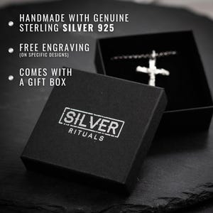 Silver Cross Mens Christian Necklace, Strength Pendant Necklace ...