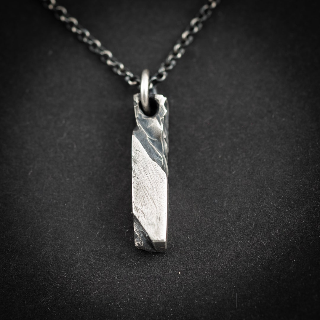 Silver Mens Pendant Necklace, Handmade Rustic Mens Necklace ...