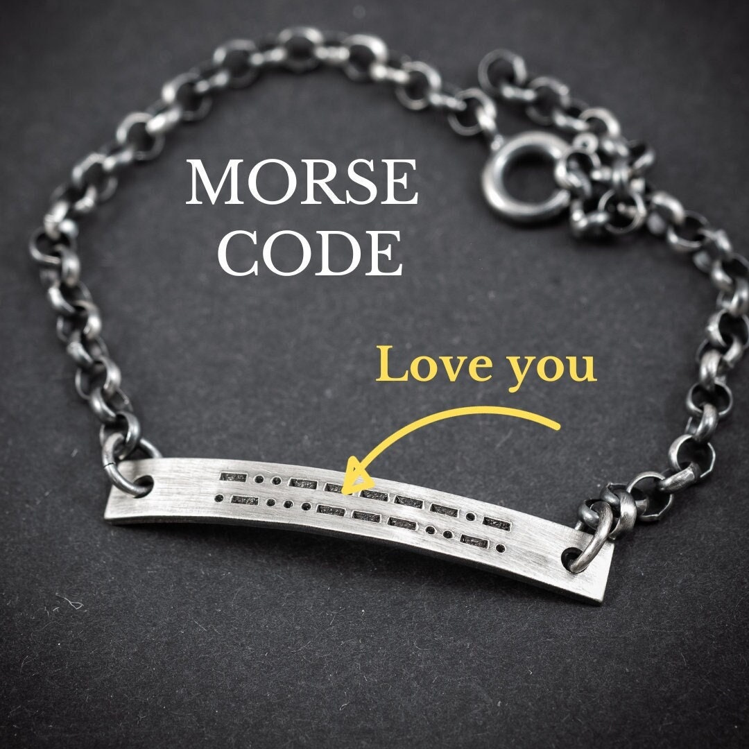 Morse Code Silver Chain Bracelet, Secret Message, Custom Bracelet ...