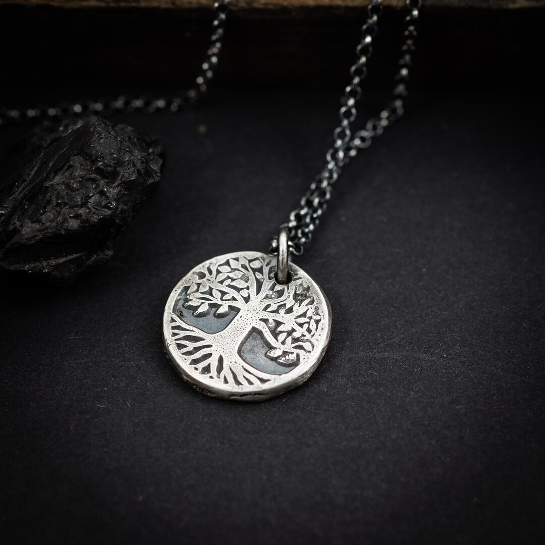 Rustic Mens Viking Tree of Life Silver Necklace, Yggdrasil Pendant ...
