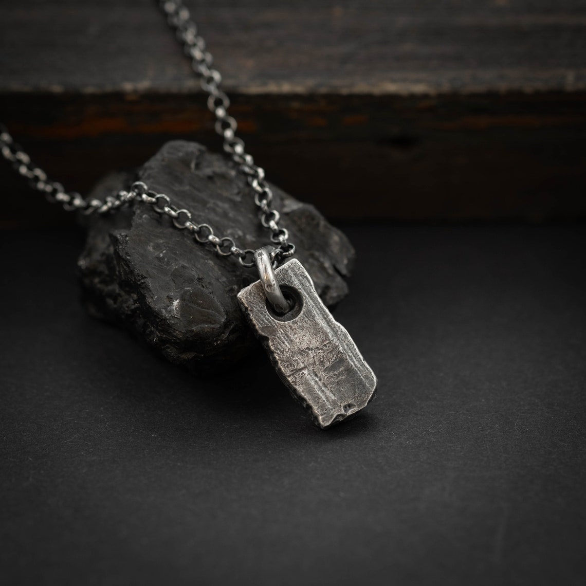 Rustic Mens Silver Protection Pendant Necklace Unique Mens | Etsy