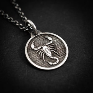 Scorpio Zodiac Silver Pendant Necklace, Handmade Scorpion Astrology ...