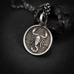 Scorpio Zodiac Silver Pendant Necklace, Handmade Scorpion Astrology ...