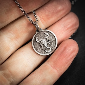Scorpio Zodiac Silver Pendant Necklace, Handmade Scorpion Astrology ...