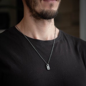Rustic Mens Silver Protection Pendant Necklace, Unique Mens Gift ...