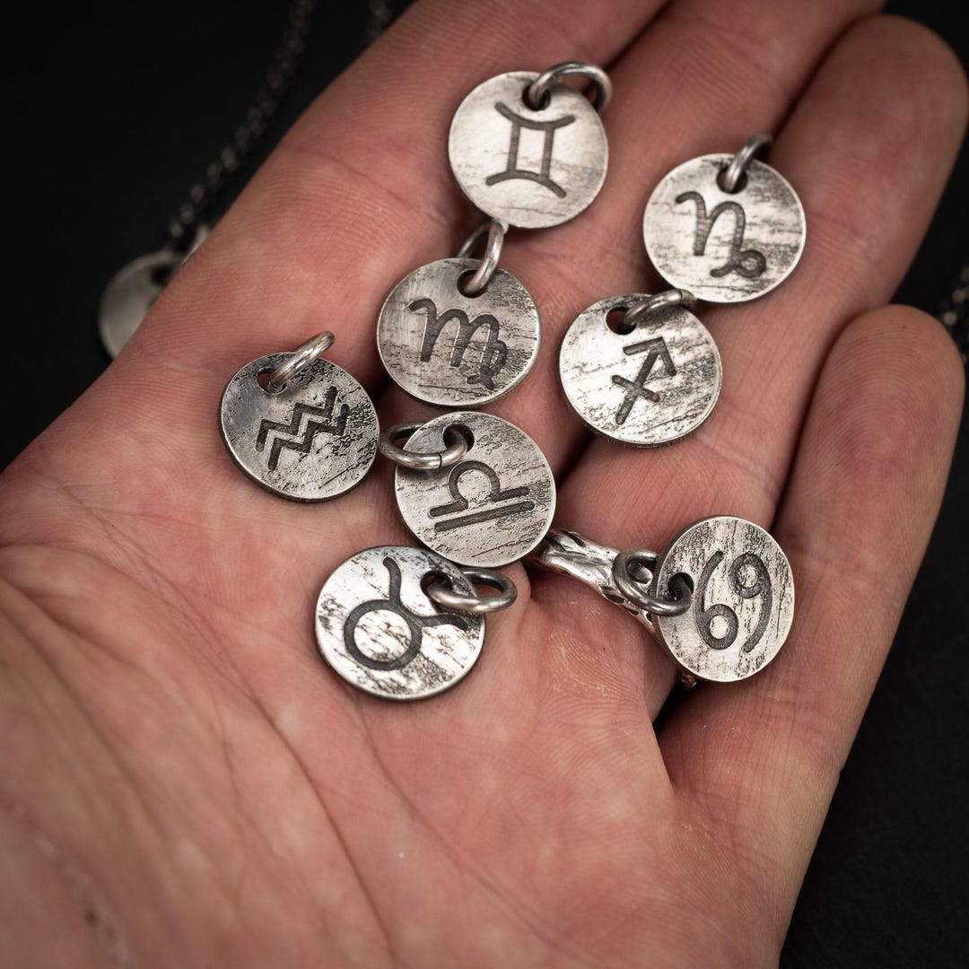 Unique Astrology Zodiac Sign Silver Necklace, Horoscope Pendant ...