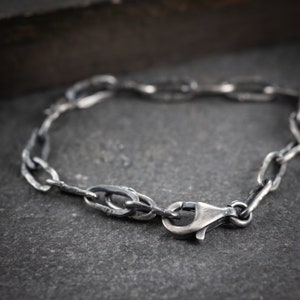 Rustic Mens Silver Bracelet Oxidized Silver Chain Bracelet - Etsy