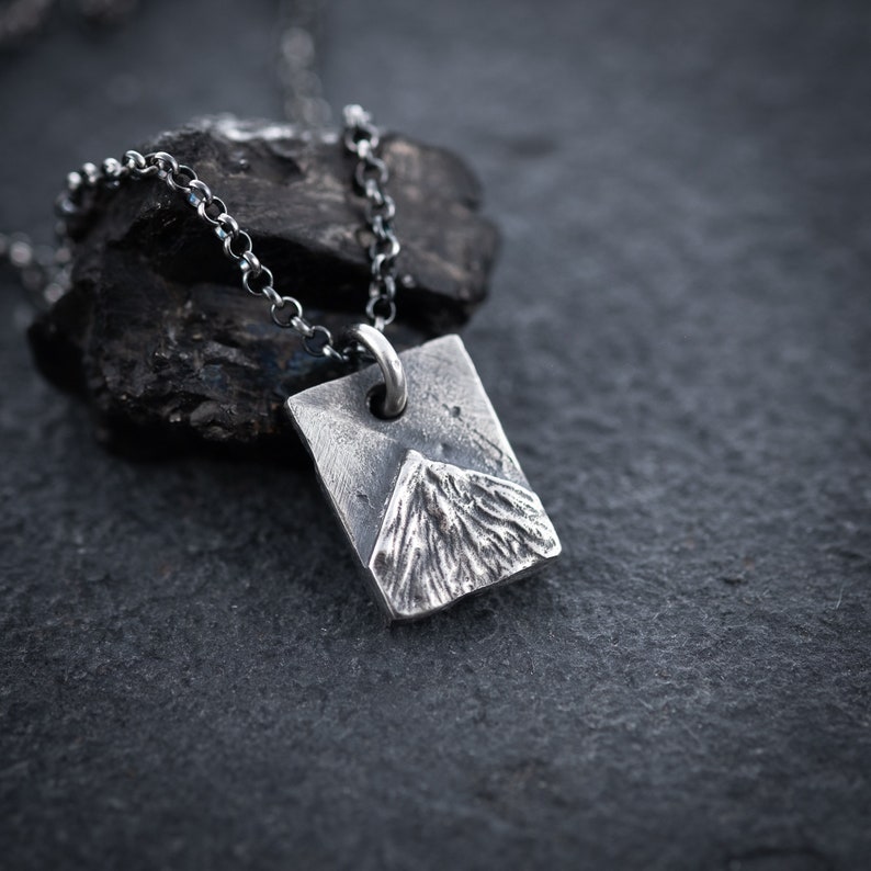 Mountain Silver Necklace Wanderlust Hiking Adventure - Etsy