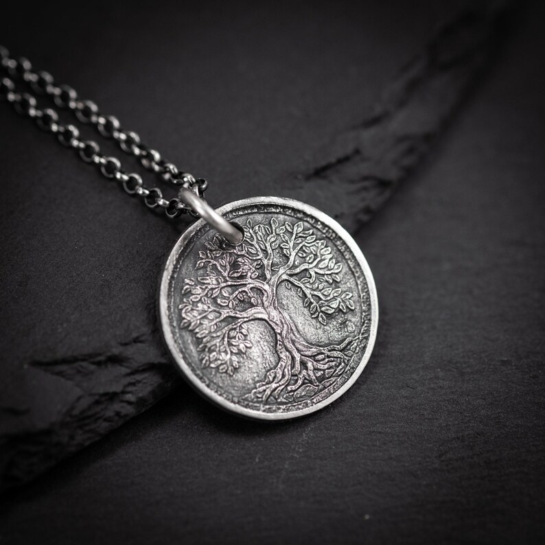 Silver Tree of Life Pendant Necklace, Unique Mens Jewelry, Personalized ...