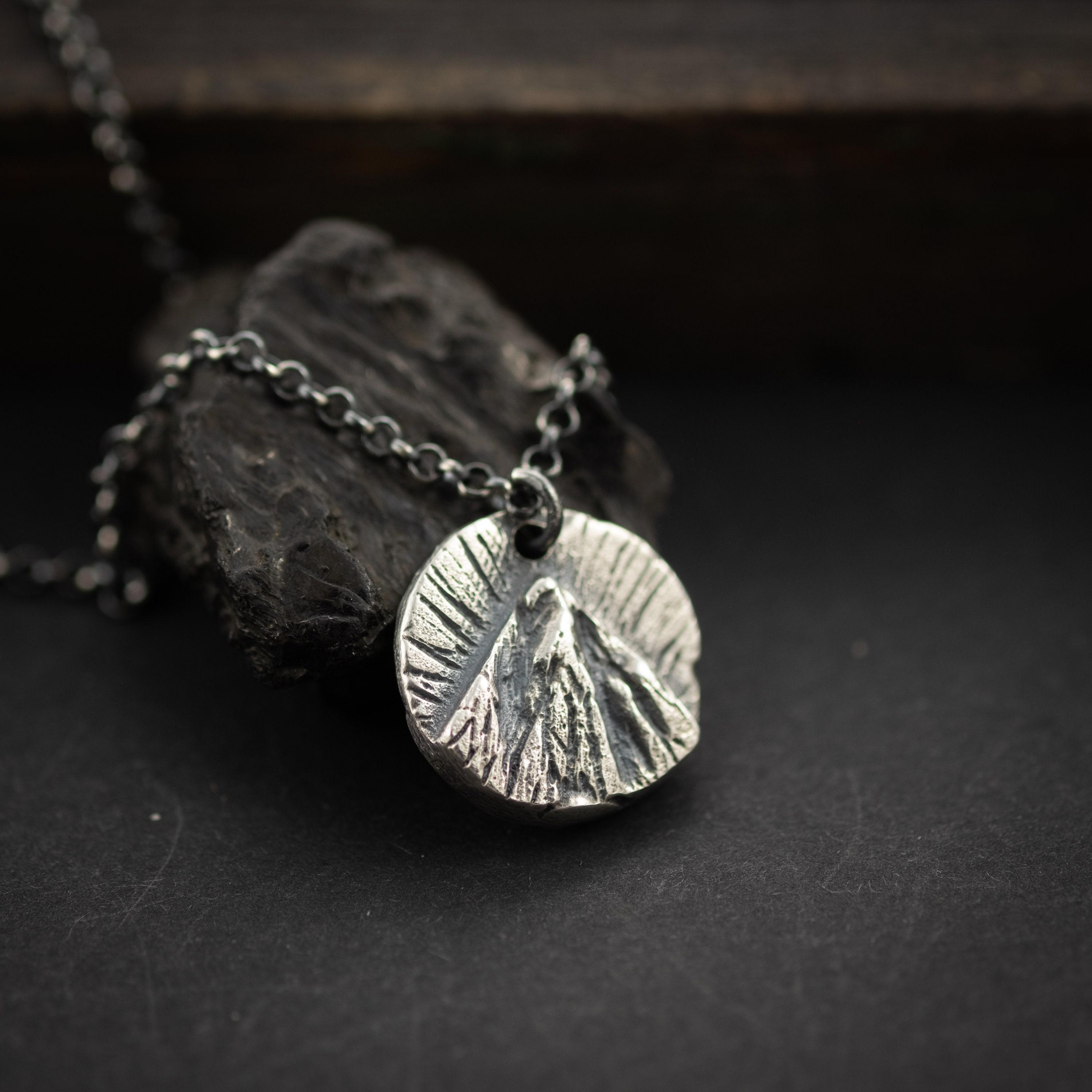 Mountain Climbing Silver Necklace, Mens Pendant Necklace, Unique Gifts ...