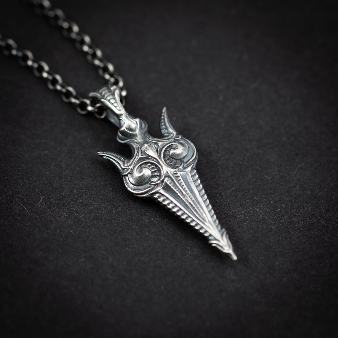 Mens Silver Viking Gungnir Spear Silver Necklace, Warrior Mens Necklace ...