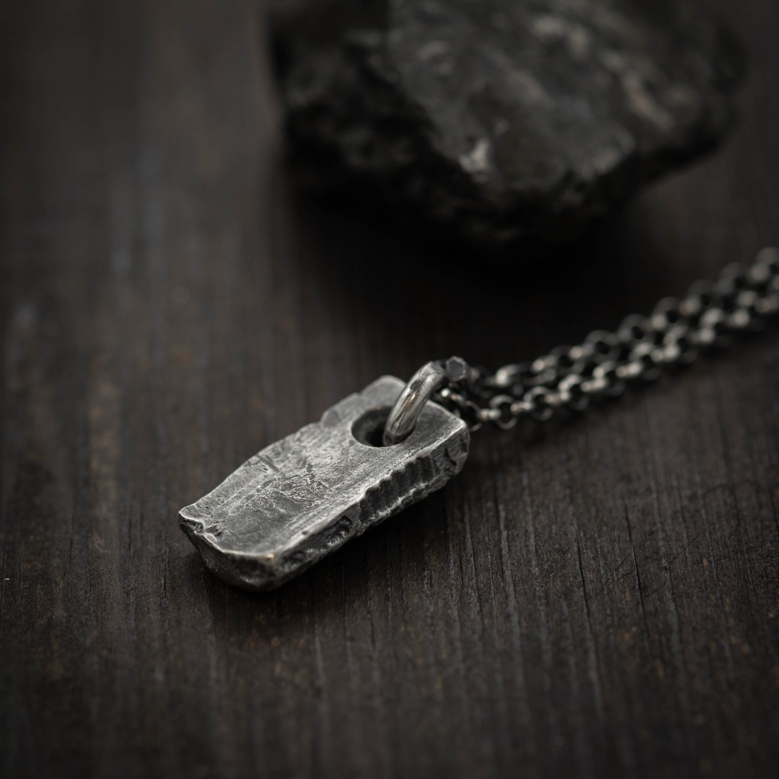 Rustic Mens Silver Protection Pendant Necklace Unique Mens | Etsy