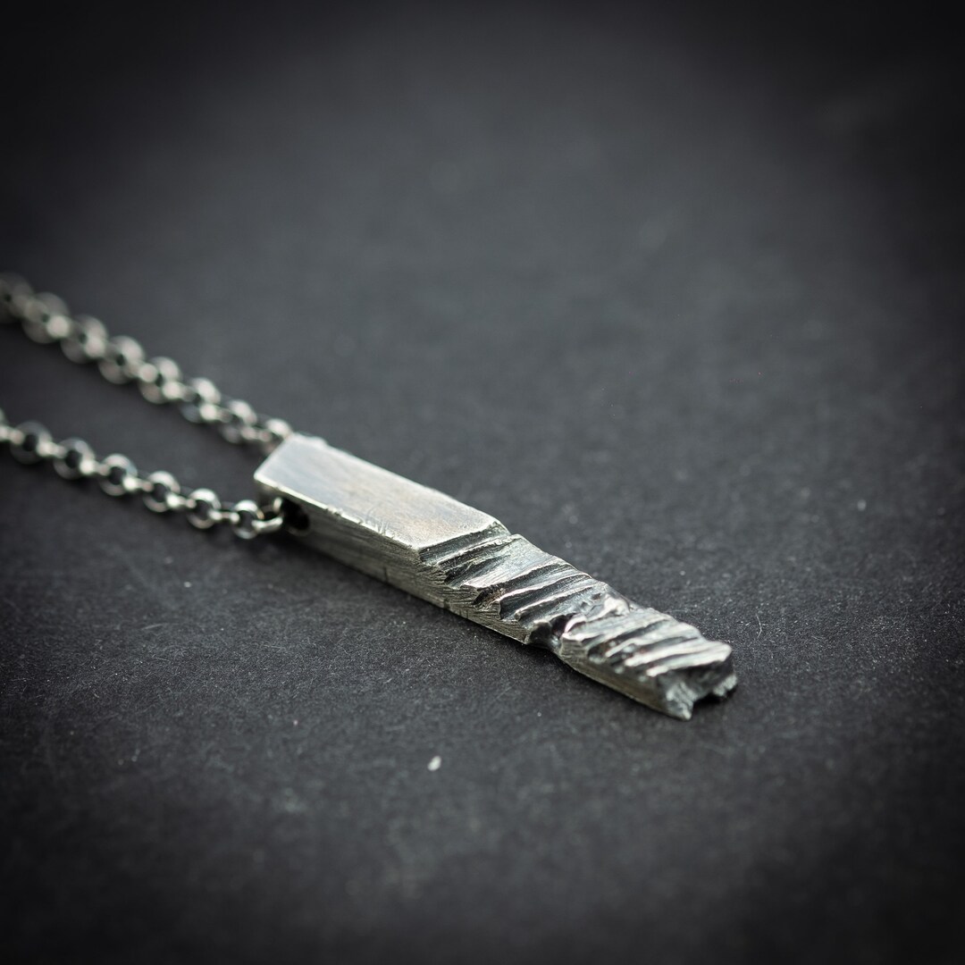 Unique Rustic Silver Bar Mens Necklace, Handmade Gotchic Silver Jewelry ...