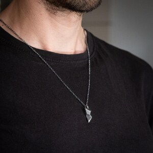 Rustic Silver Protection Mens Pendant Necklace, Mountain Necklace ...