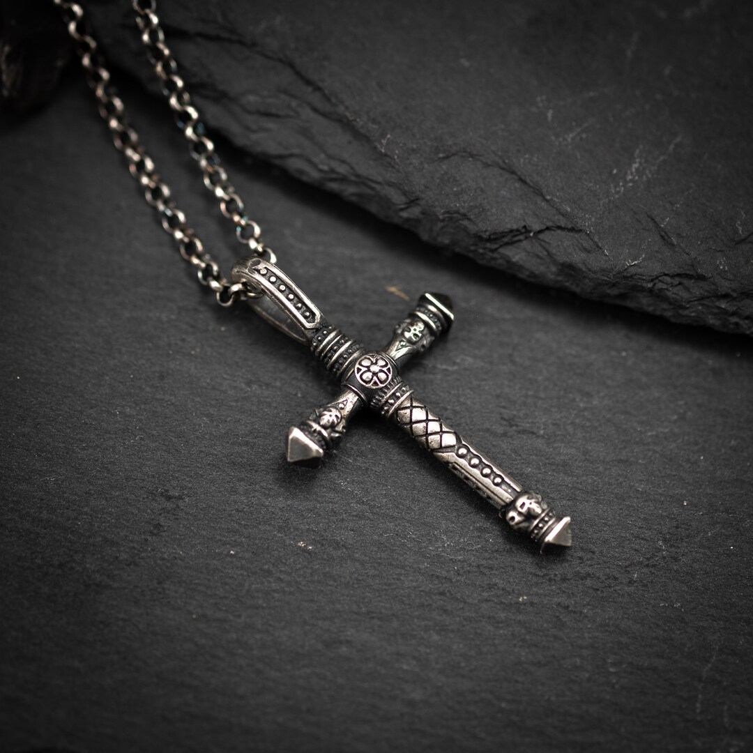 925 Sterling Silver Mens Cross Necklace, Protection Mens Necklace ...