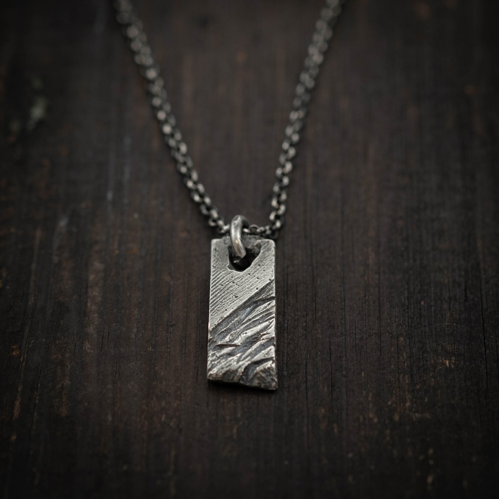 Mens Silver Pendant Necklace, Handmade Geometric Silver Jewelry, Gift ...