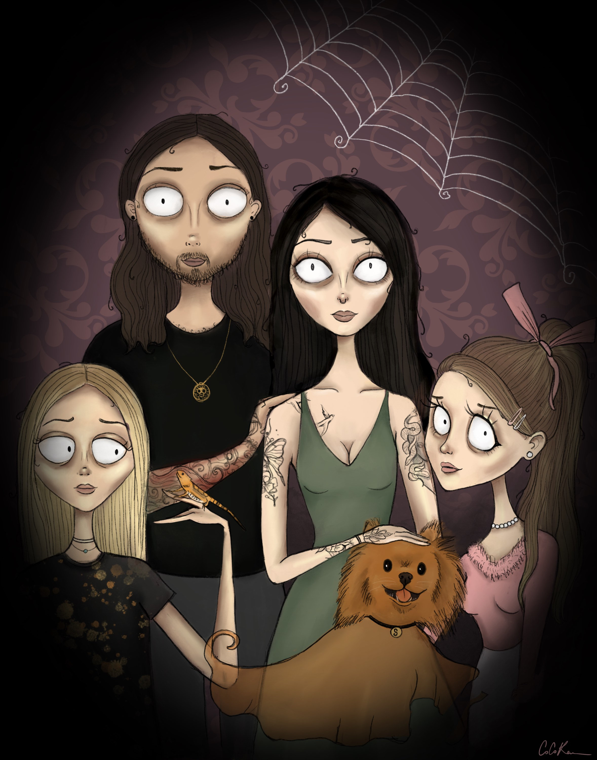 Tim Burton style custom family portraits | Etsy