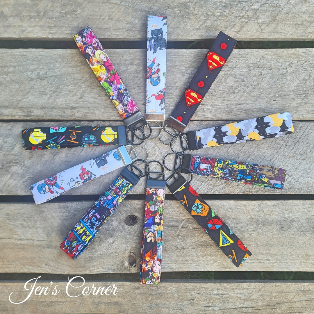 Character Print Superheroes Anime Key Fobs, Key Chain 25mm. Jen's ...