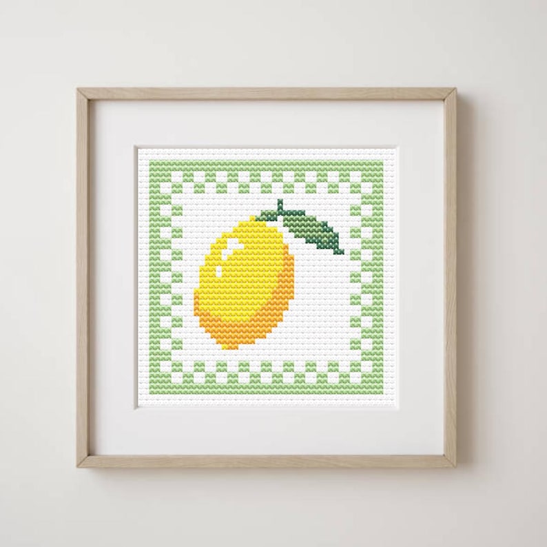 Lemon Cross Stitch Pattern: Modern Fruit Embroidery (PDF Download ...