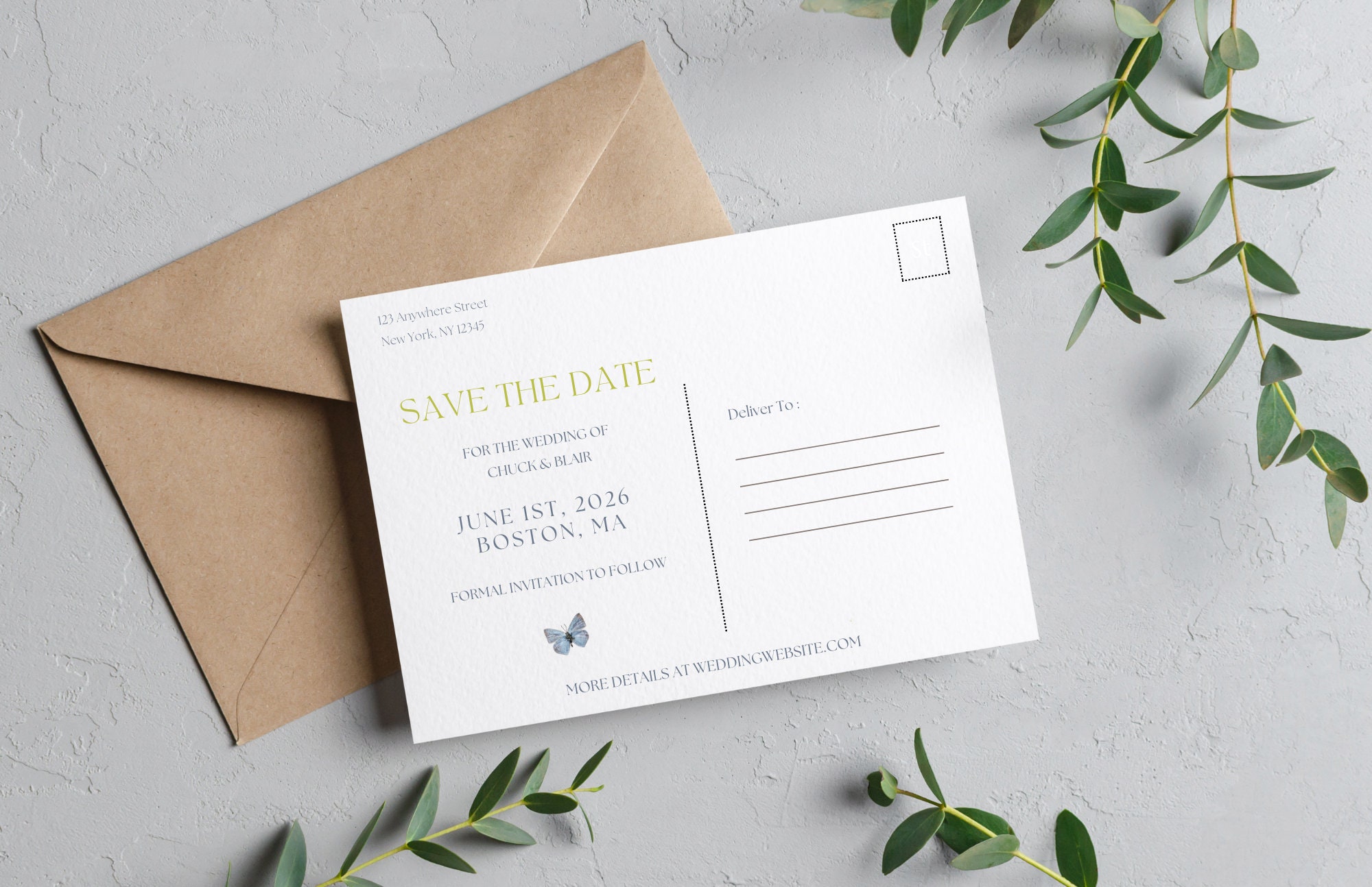 Floral Date Postcard Template, Printable Save the Date Card, Save Our ...