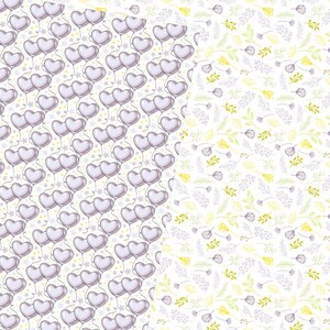 Baby and Kids Digital Paper, Baby and Kids Digital, Yellow, Purple ...