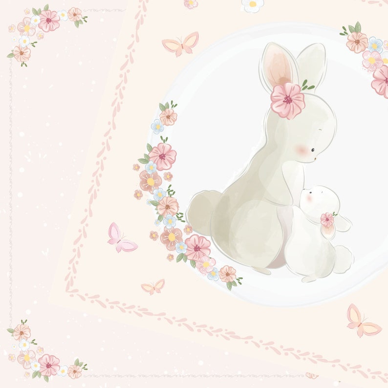 Papel digital para niña niña digital rosa pastel verde - Etsy España