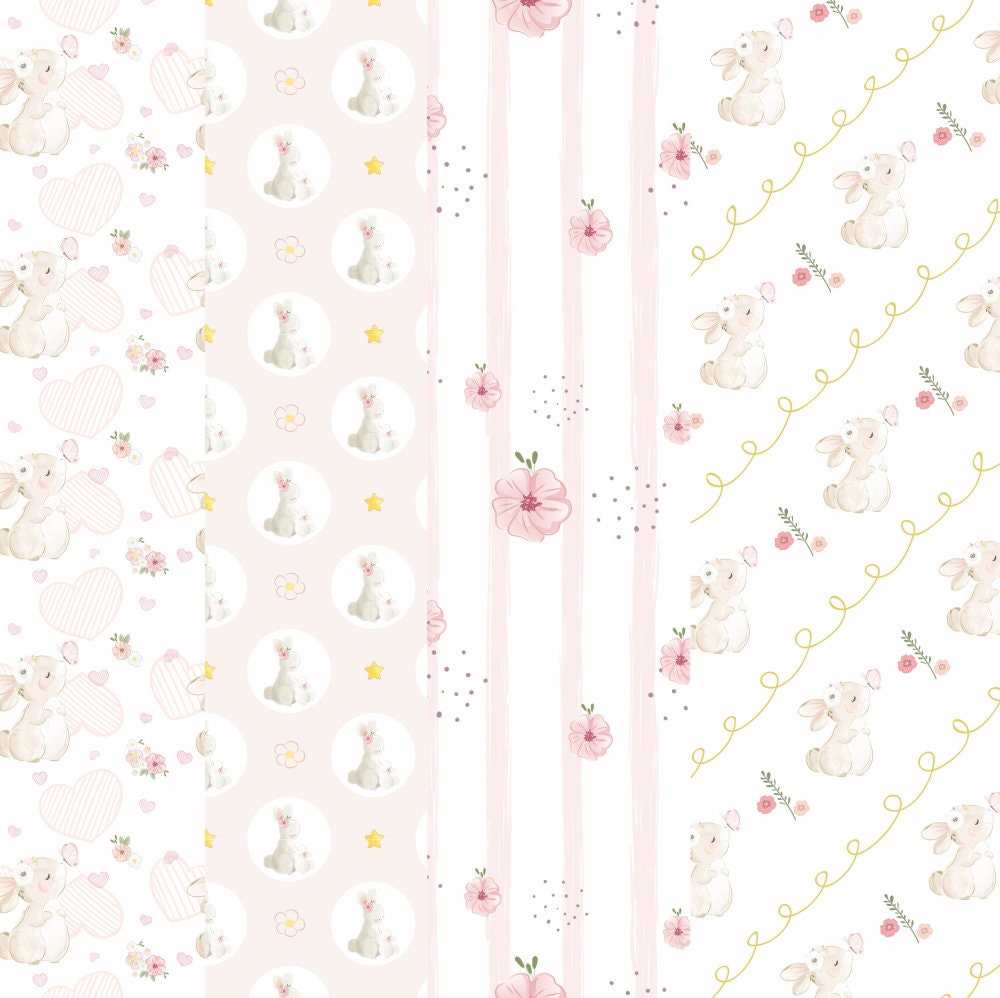 Papel digital para niña, niña digital, rosa pastel, verde pastel, beige ...