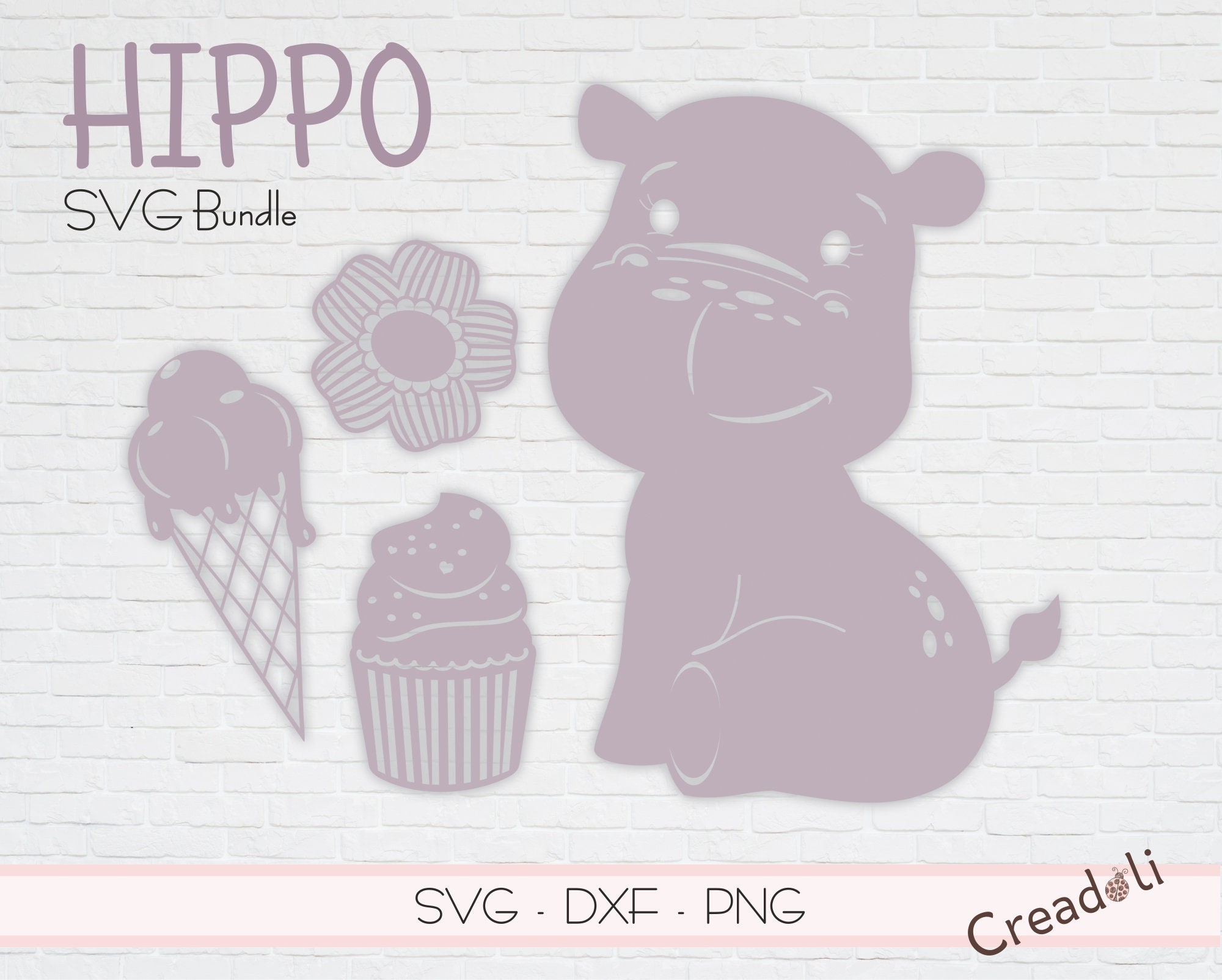 Hippo SVG Bundle, Animal SVG Bundle, Baby and Kids Elements - 4 Designs ...