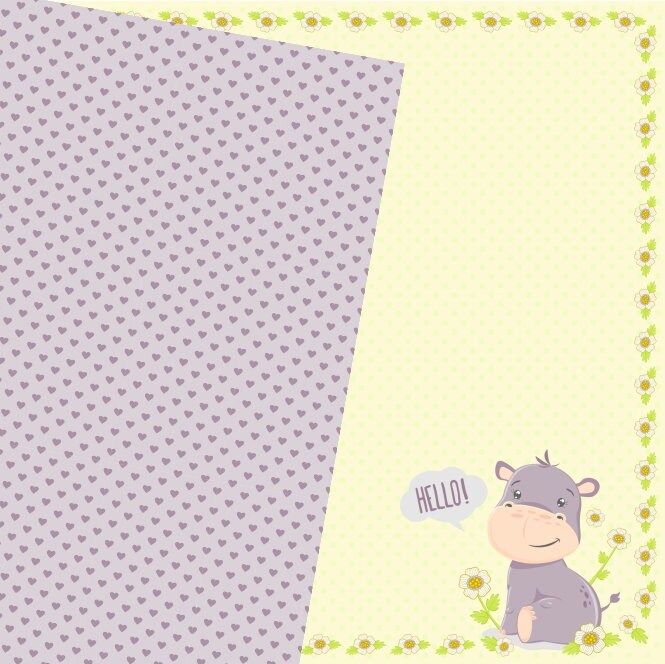 Baby and Kids Digital Paper, Baby and Kids Digital, Yellow, Purple ...