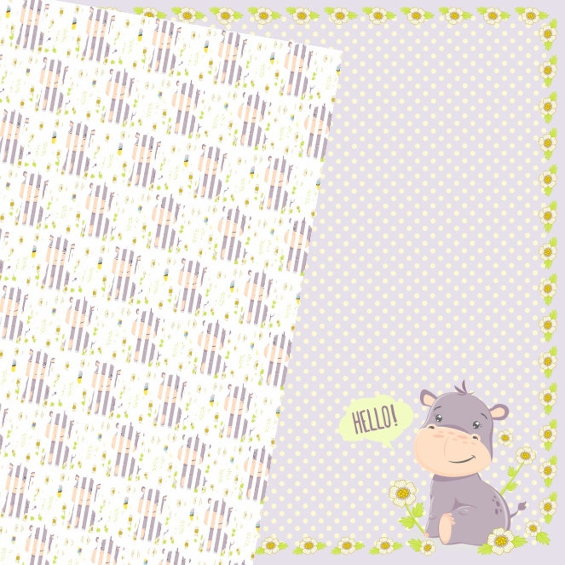 Baby and Kids Digital Paper, Baby and Kids Digital, Yellow, Purple ...