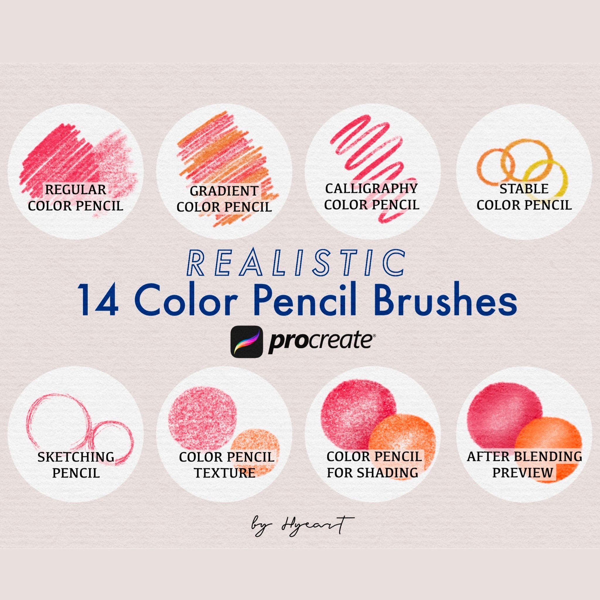 14 Color Pencil Brush, Procreate Bundle, Get Free Brush, Procreate ...