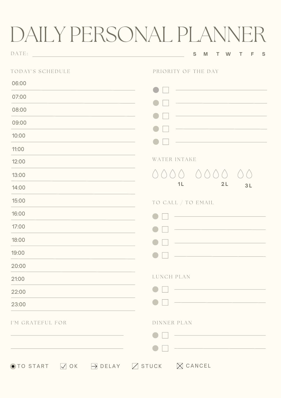 Daily to Do List Printable, Instant Download, Daily Planner, Daily ...