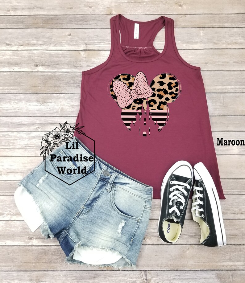 Pink Bow Leopard Minnie Mouse Racerback Tank,animal Kingdom Shirt ...
