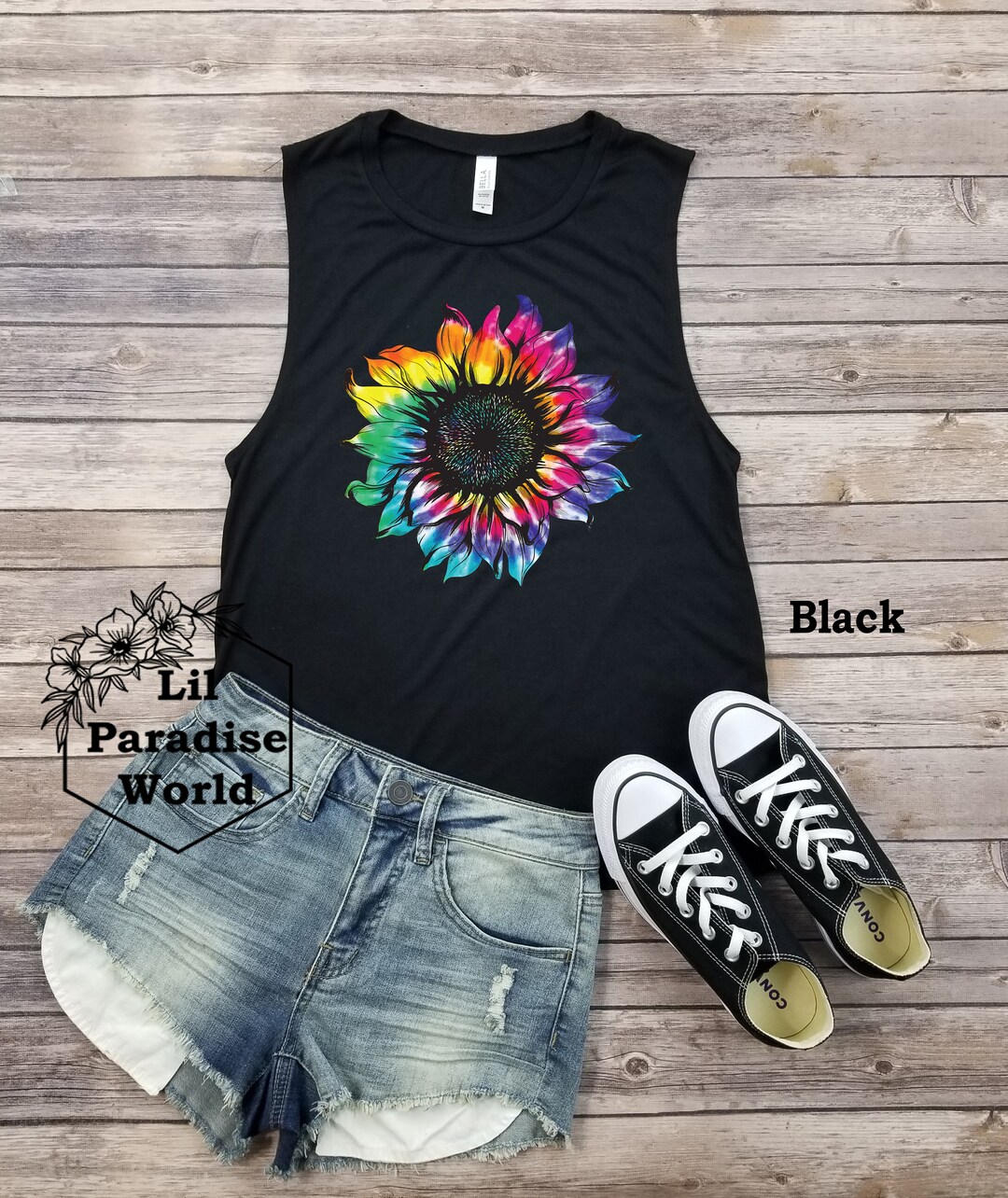 Sunflower Tie Dye Tank Top,wildflower Tank Top,botanical Tank Top ...
