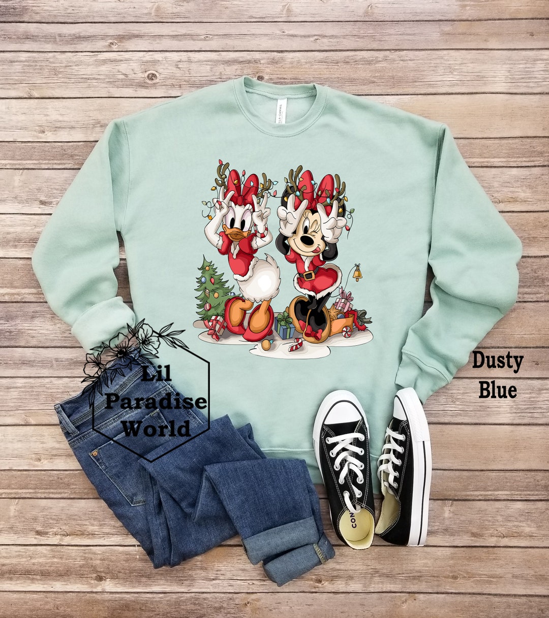 Retro Santa Daisy Duck and Santa Minnie Mouse Sweatshirt,disney Womens ...