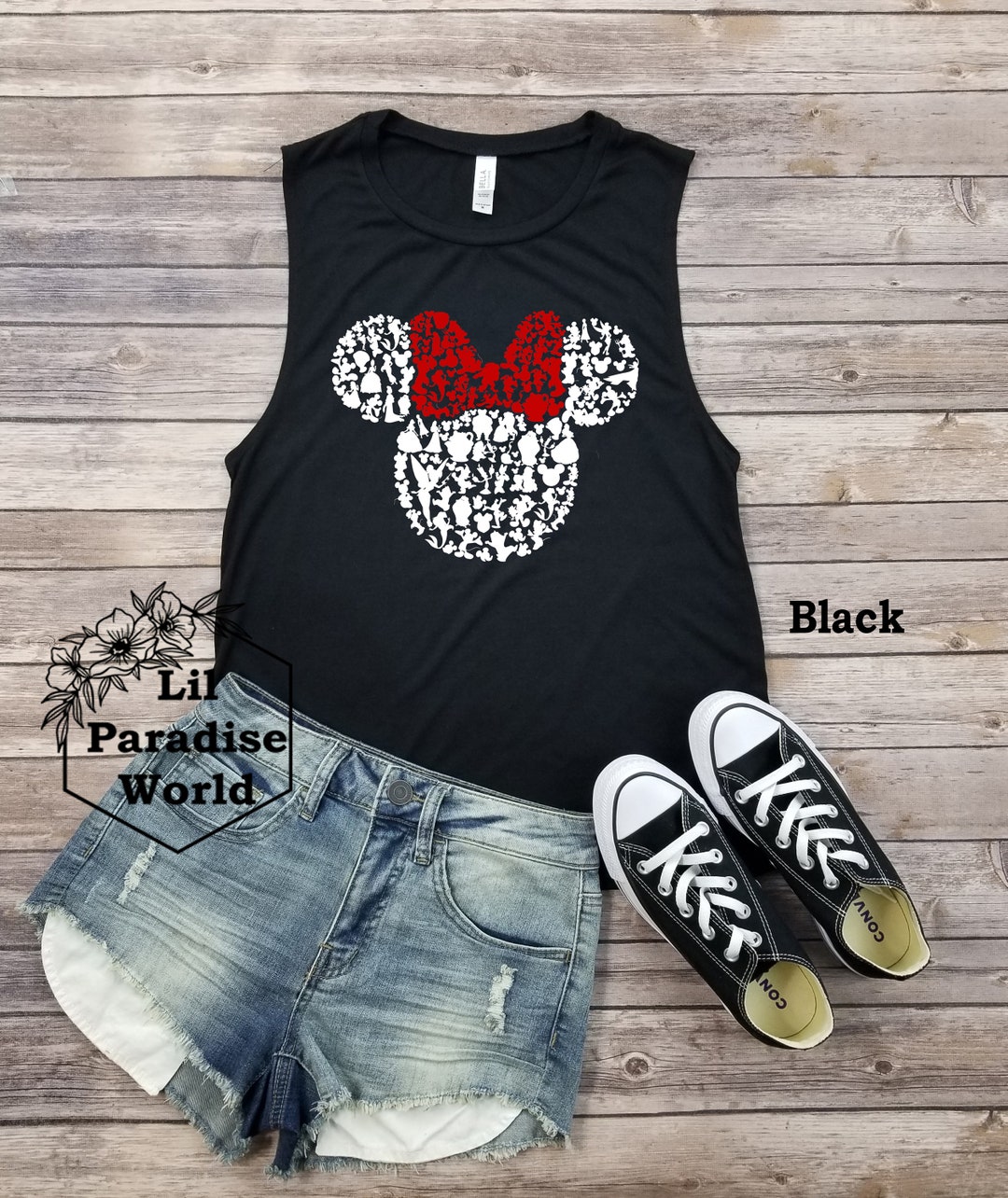 Silhouette Minnie Mouse Head Muscle Tank,disney Mommy and Me Shirt ...