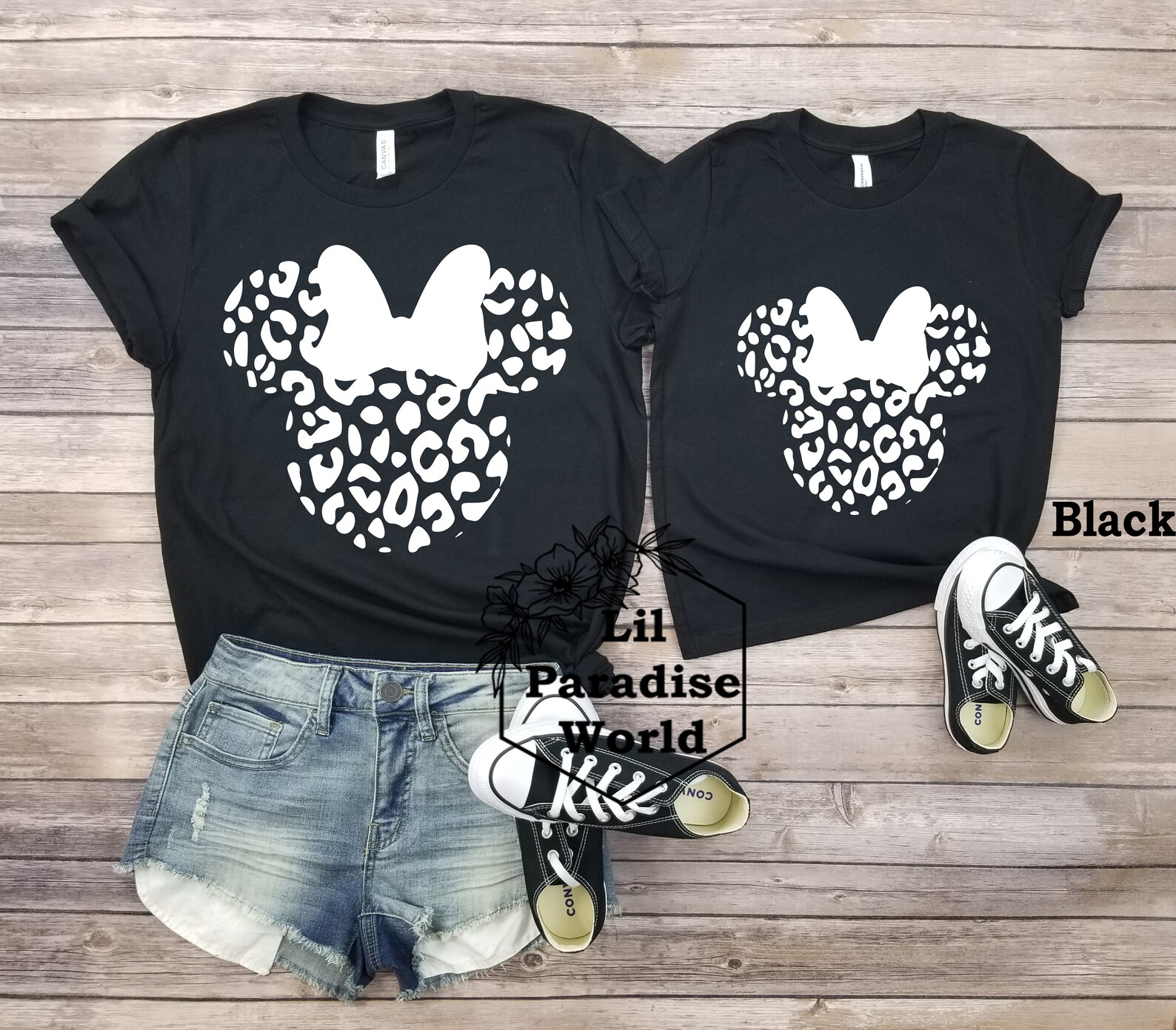 Black Bow Cheetah Minnie Mouse Matching Shirtanimal - Etsy
