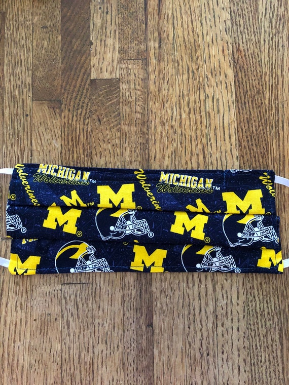 Michigan Traditional Grid Iron Blue & Maize Face Mask | Etsy