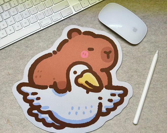 Cute Capybara Flying With Goose Mouse Pad for Office Gaming Student ...