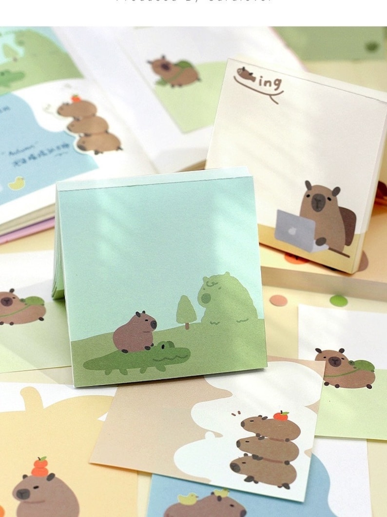 Capybara Memo Pads Cute Capybara Stationary (non-stick) - Etsy