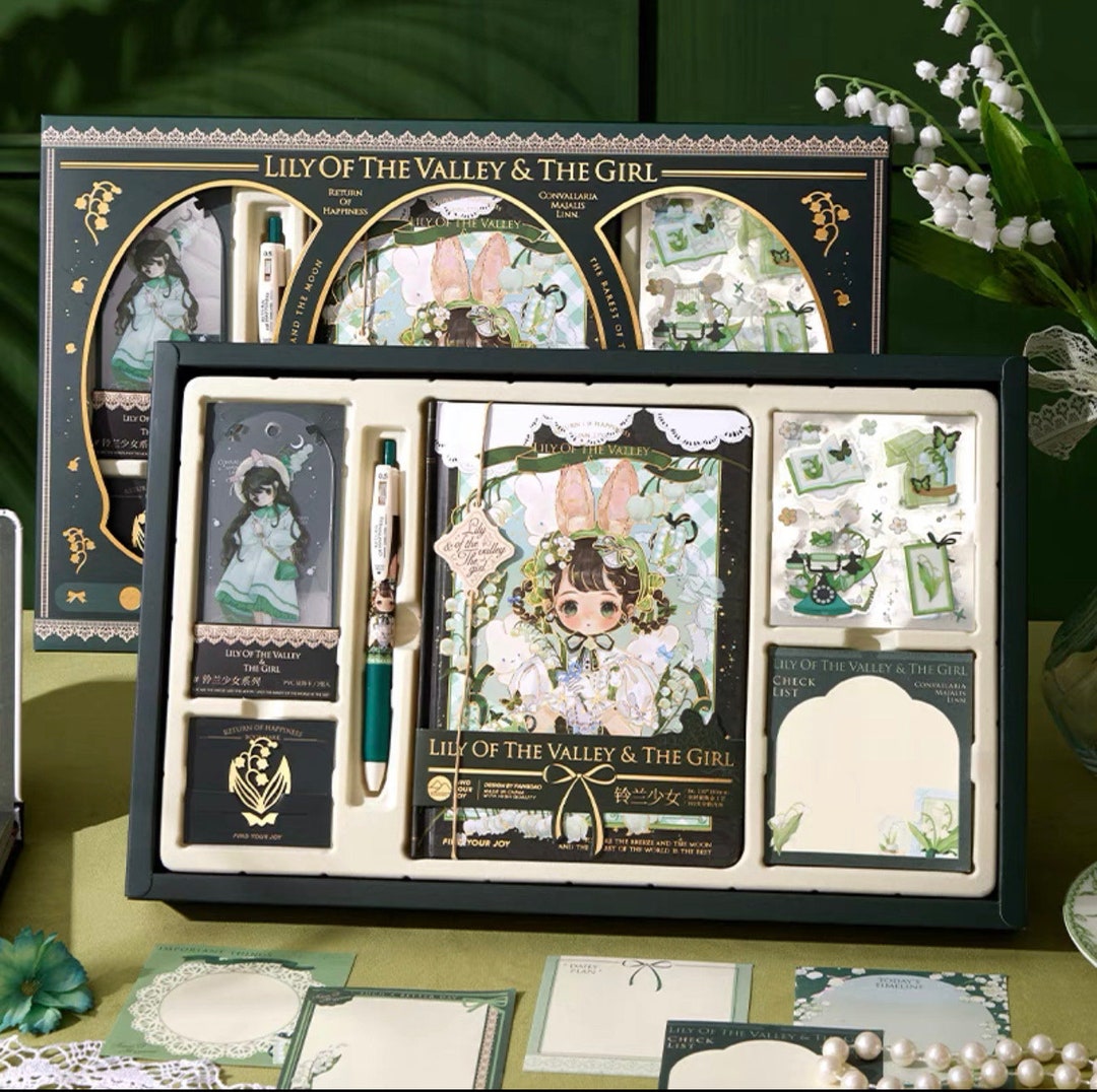 Cute Dainty Anime Girl Journal Stationary Planner Gift Set for Diary ...