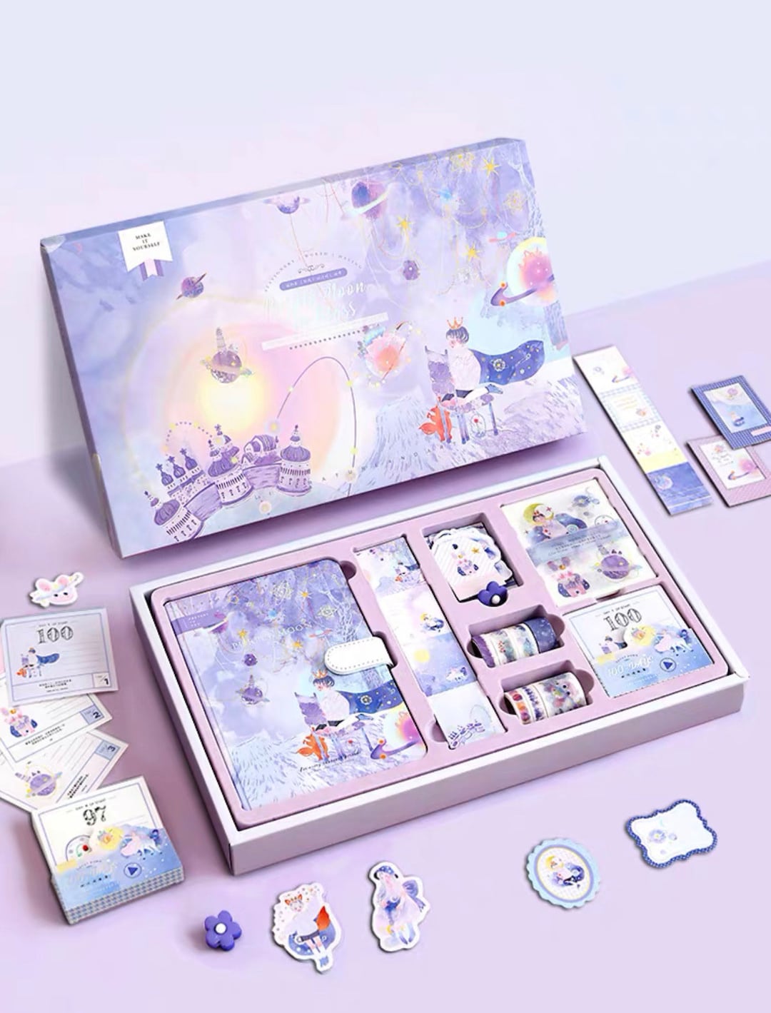 Cute Purple Prince Journal Stationary Planner Gift Set for Diary and ...