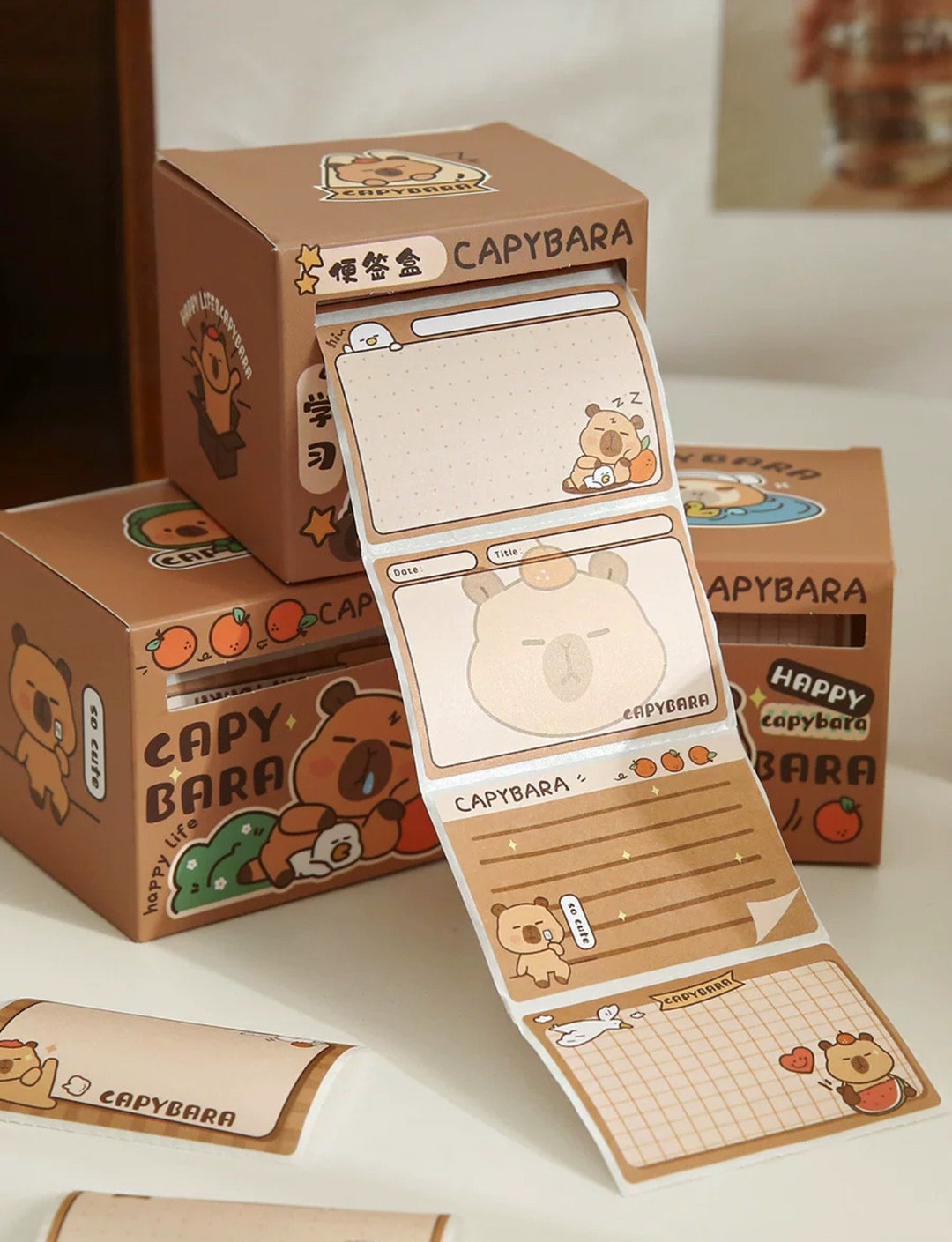 Capybara Sticker Note Roll 256pcs per Roll Sticky Notes Notepad ...