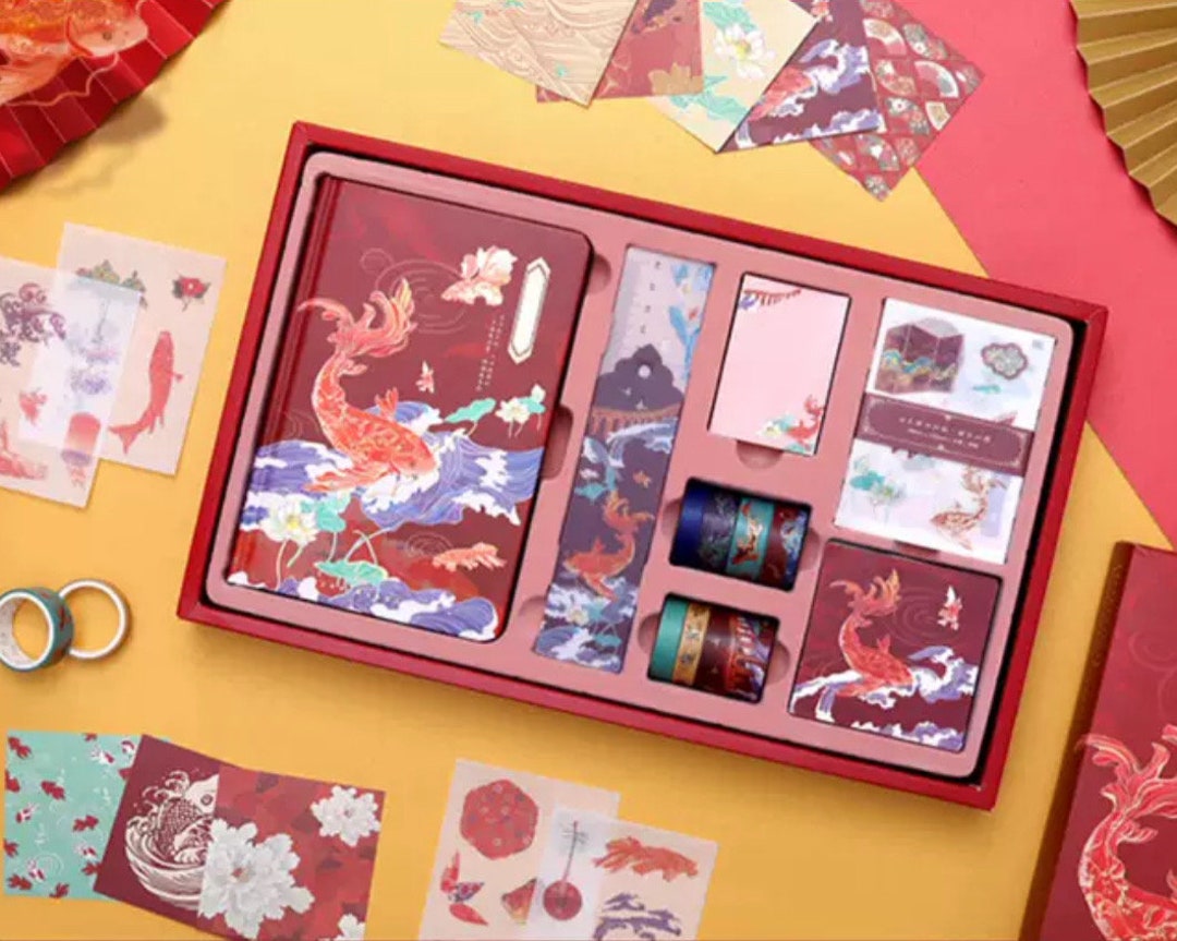 Japanese Koi Journal Stationary Planner Gift Set for Diary and Notebook ...