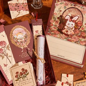 Cute White Bunny Rabbit Journal Stationary Planner Gift Set for Diary ...
